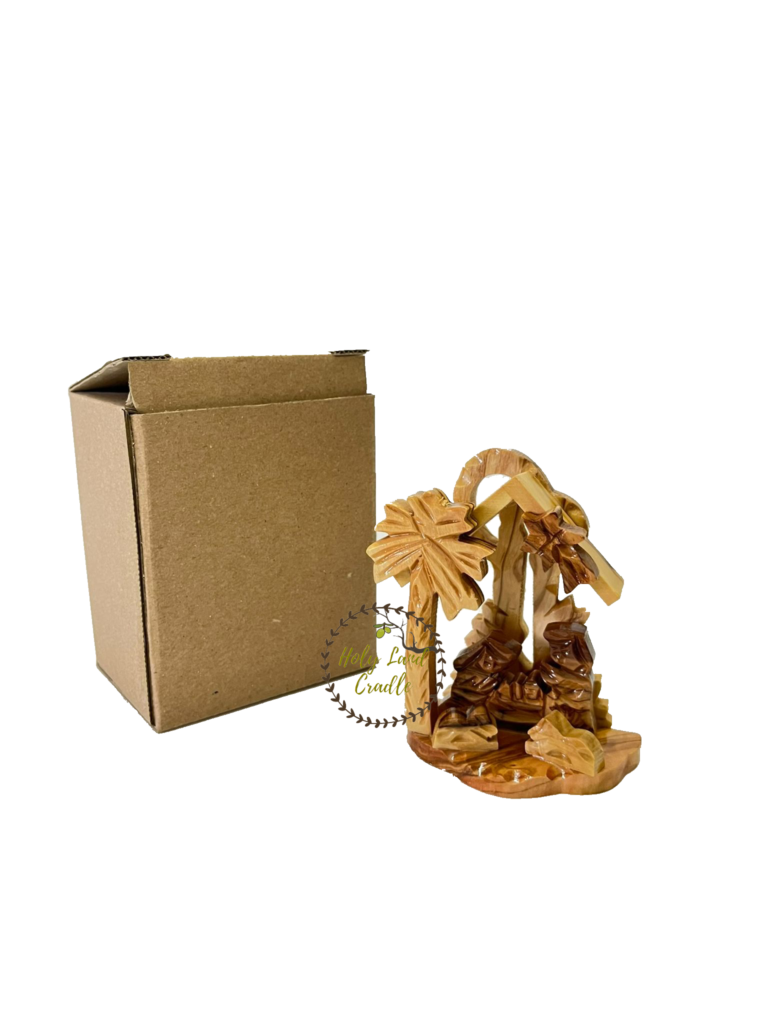 Olive Wood Candle Shaped Nativity Scene – Holy Land Cradle